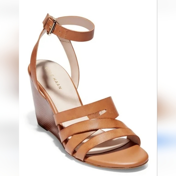 Cole Haan | Shoes | Cole Han Marietta Tan Leather Wedge Ssndals Size Us ...